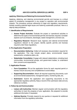 A PRACTICAL GUIDE TO ENVIRONMENTAL PERMITS AND LICENSES: NAVIGATING ...