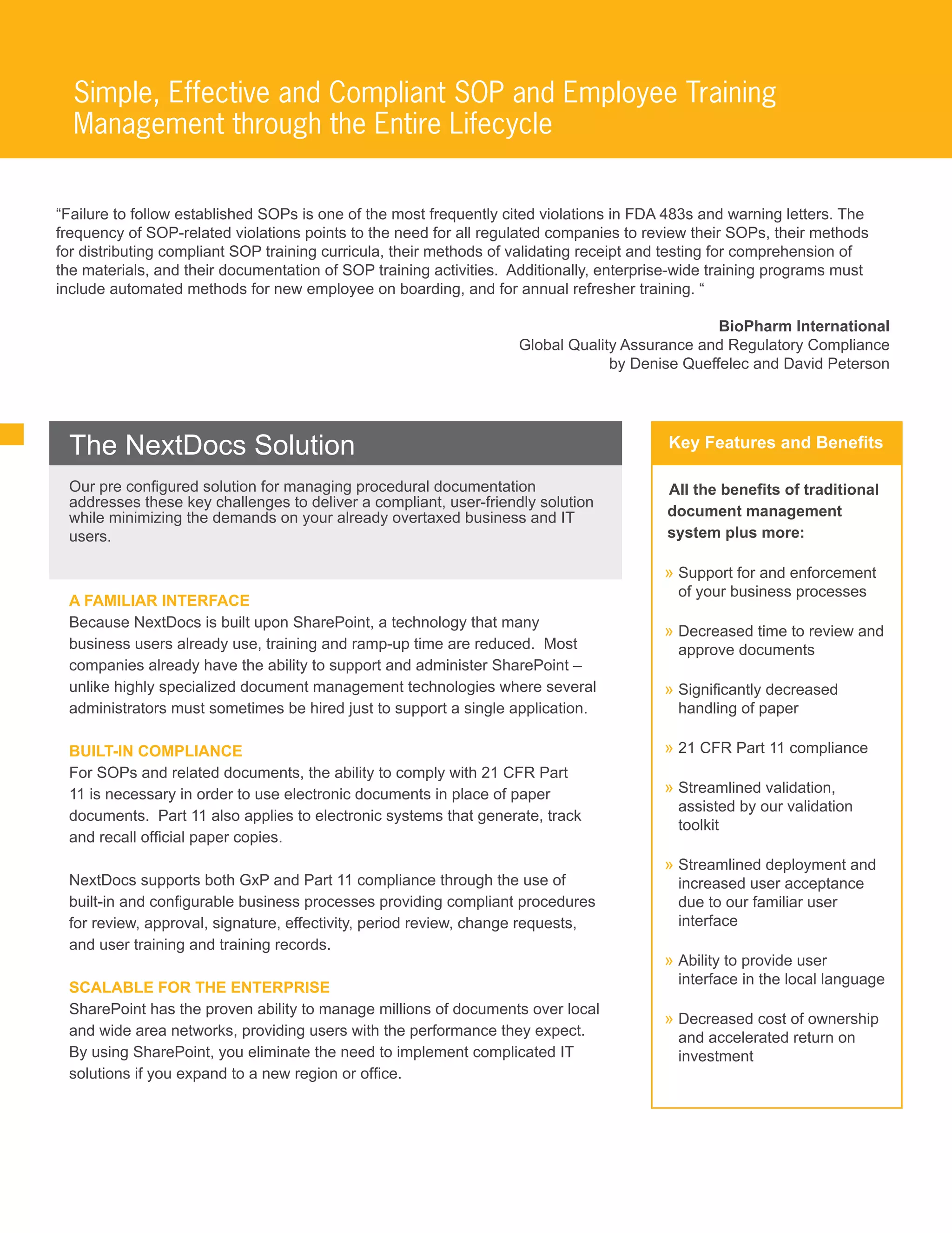 SOP Management Factsheet | PDF
