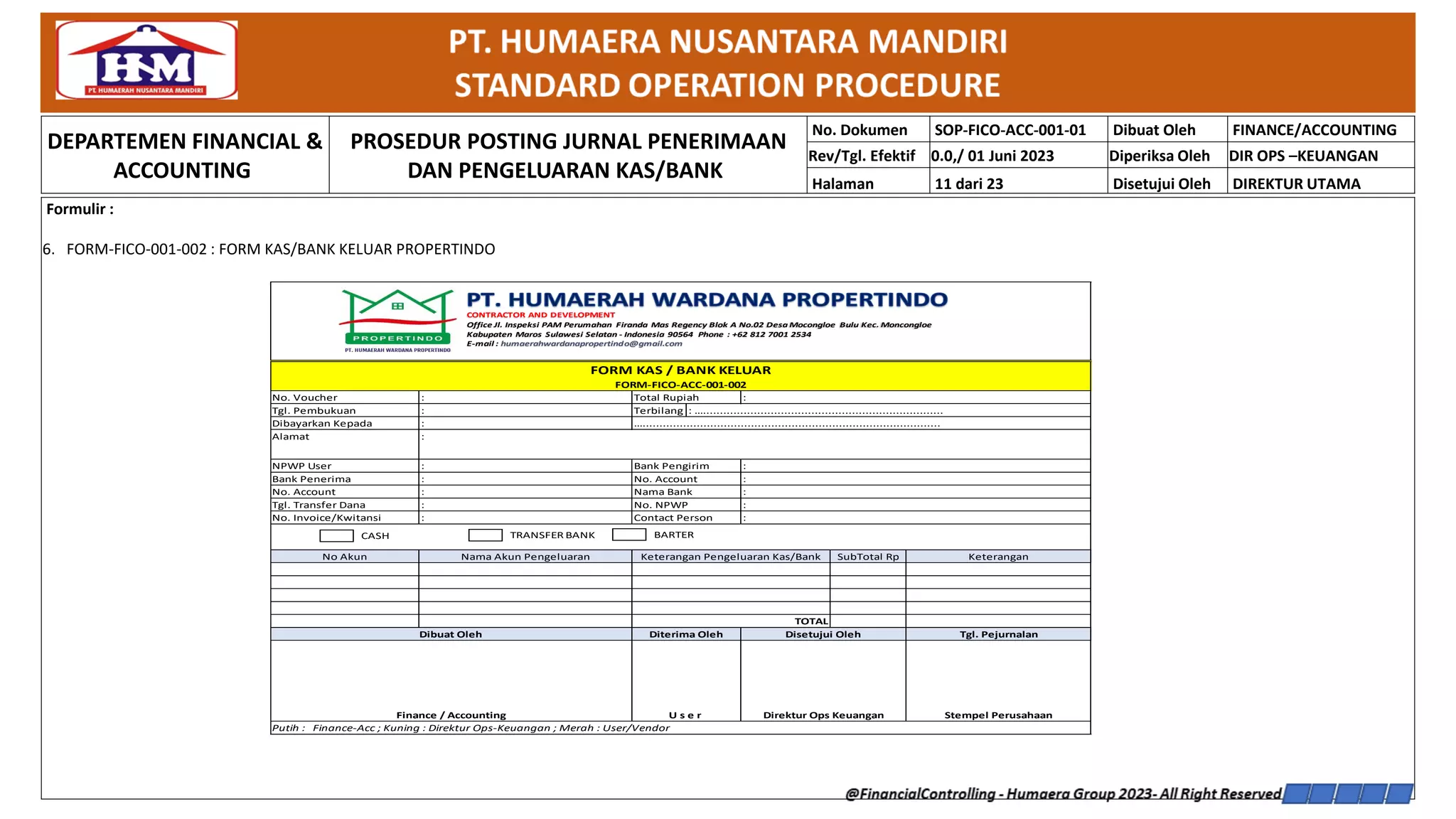 SOP -FICO-ACC-001-01 Rev.01 SOP PENERIMAAN DAN PENGELUARAN KAS BANK.pdf