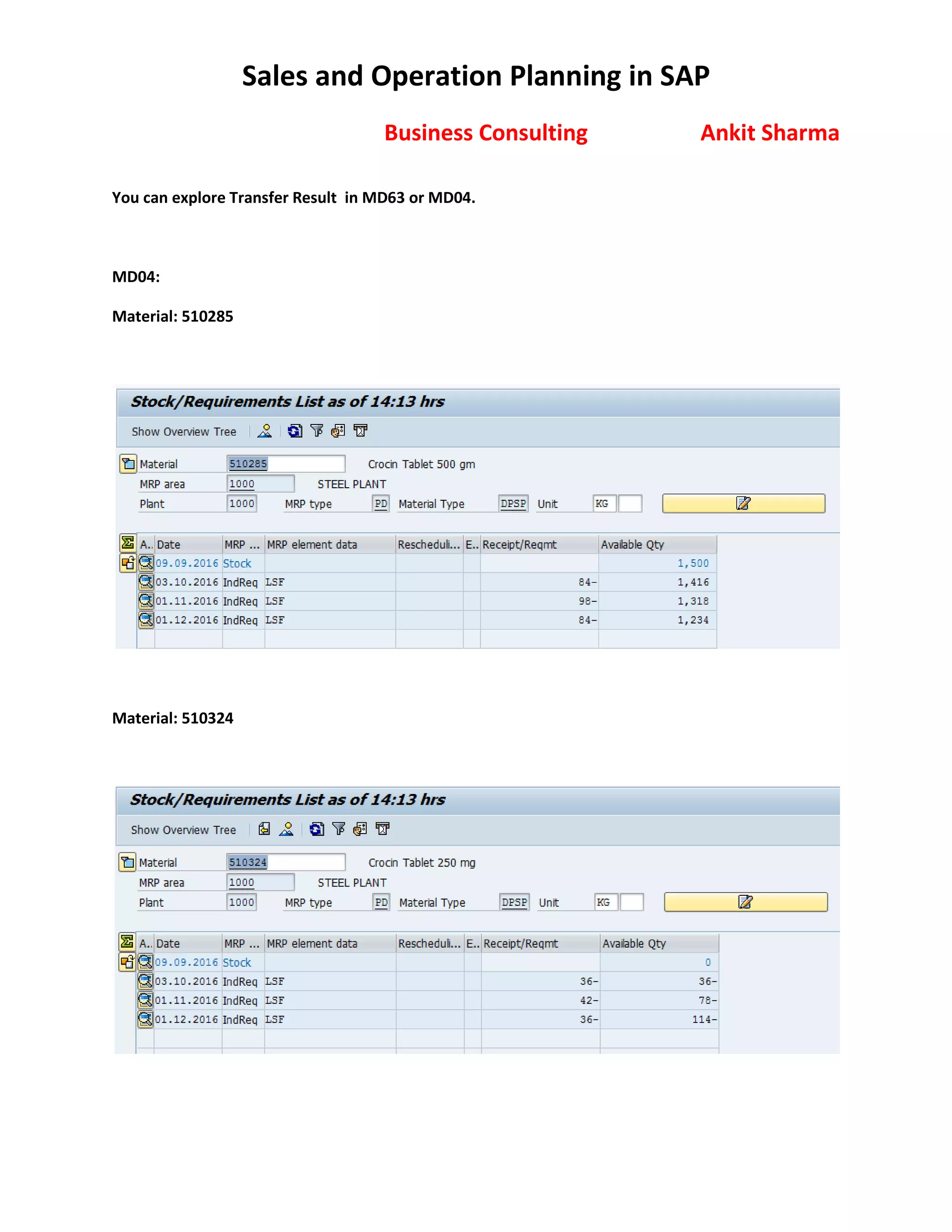 Sales and Operation Planning in SAP | PDF