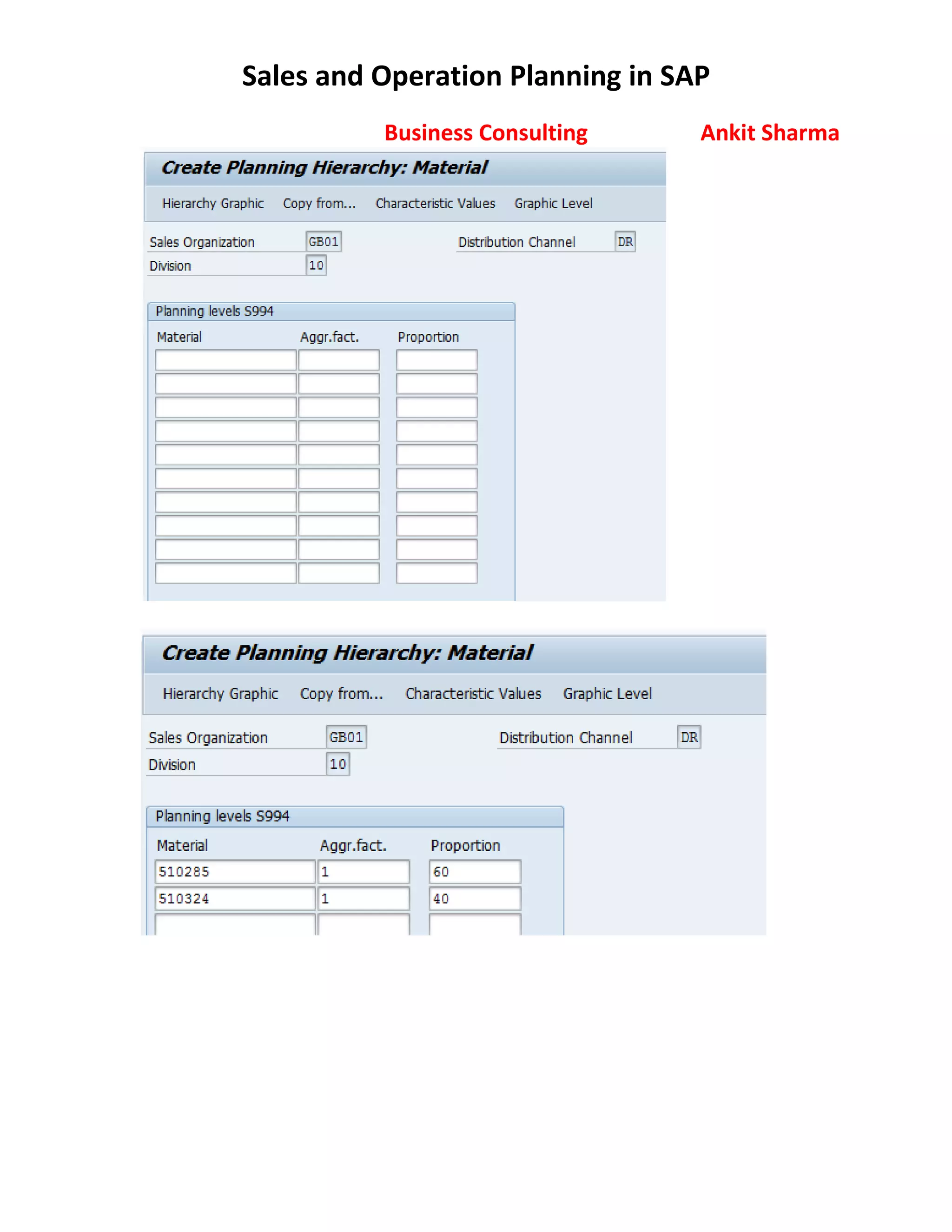 Sales and Operation Planning in SAP | PDF