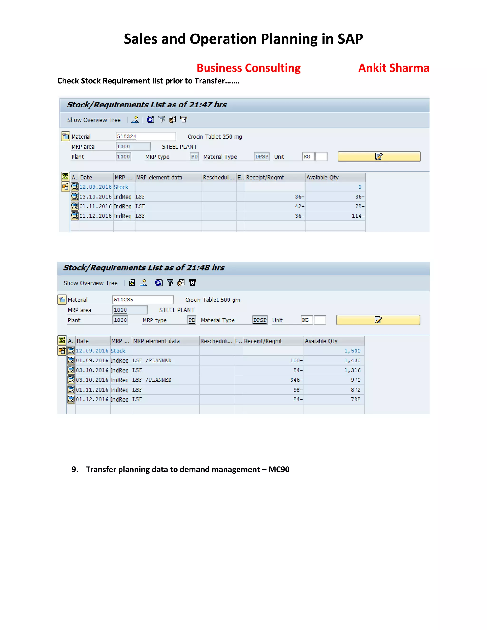 Sales and Operation Planning in SAP | PDF