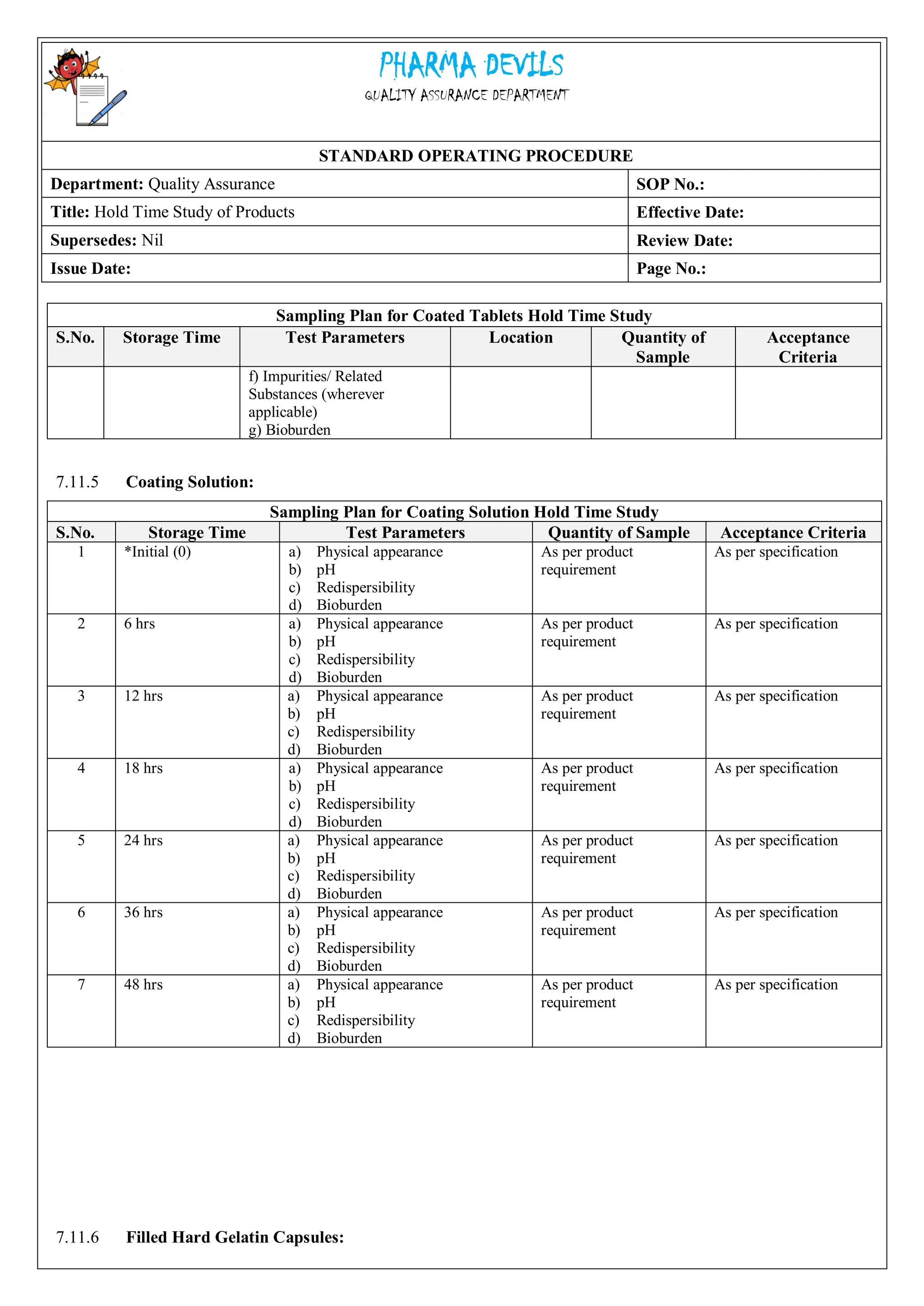 protocol-for-Hold-time-Study-of-Products | PDF