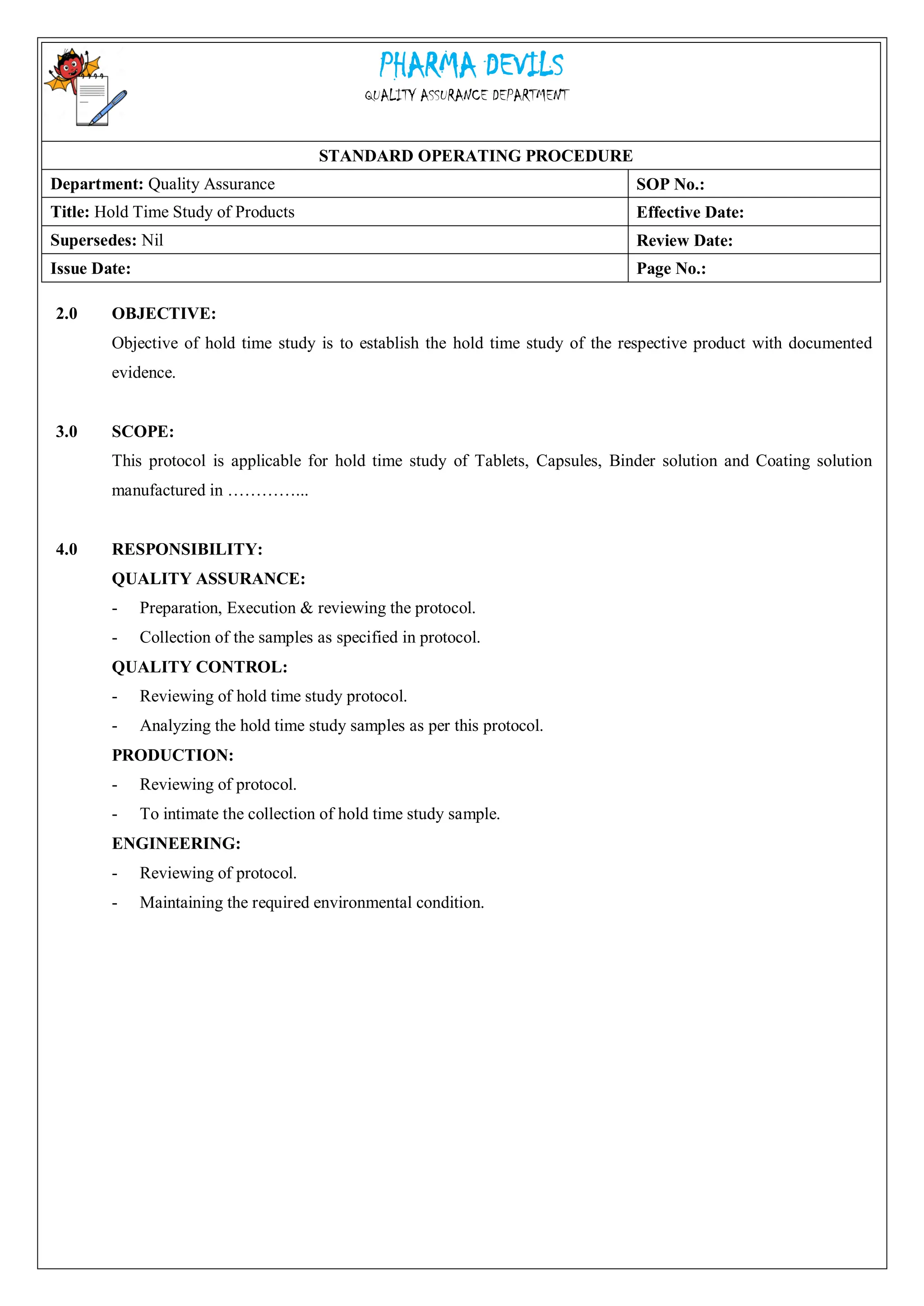 protocol-for-Hold-time-Study-of-Products | PDF