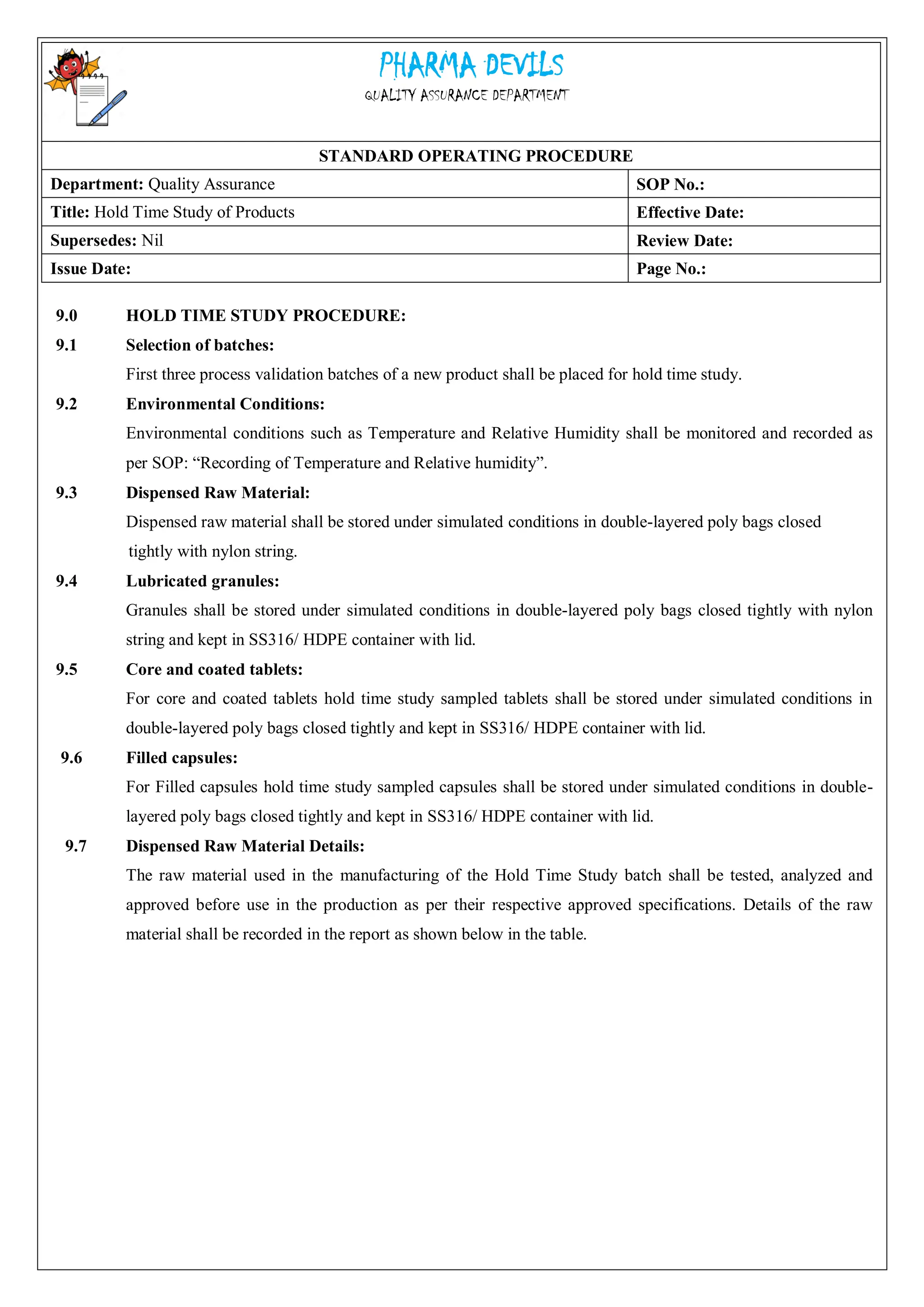 protocol-for-Hold-time-Study-of-Products | PDF