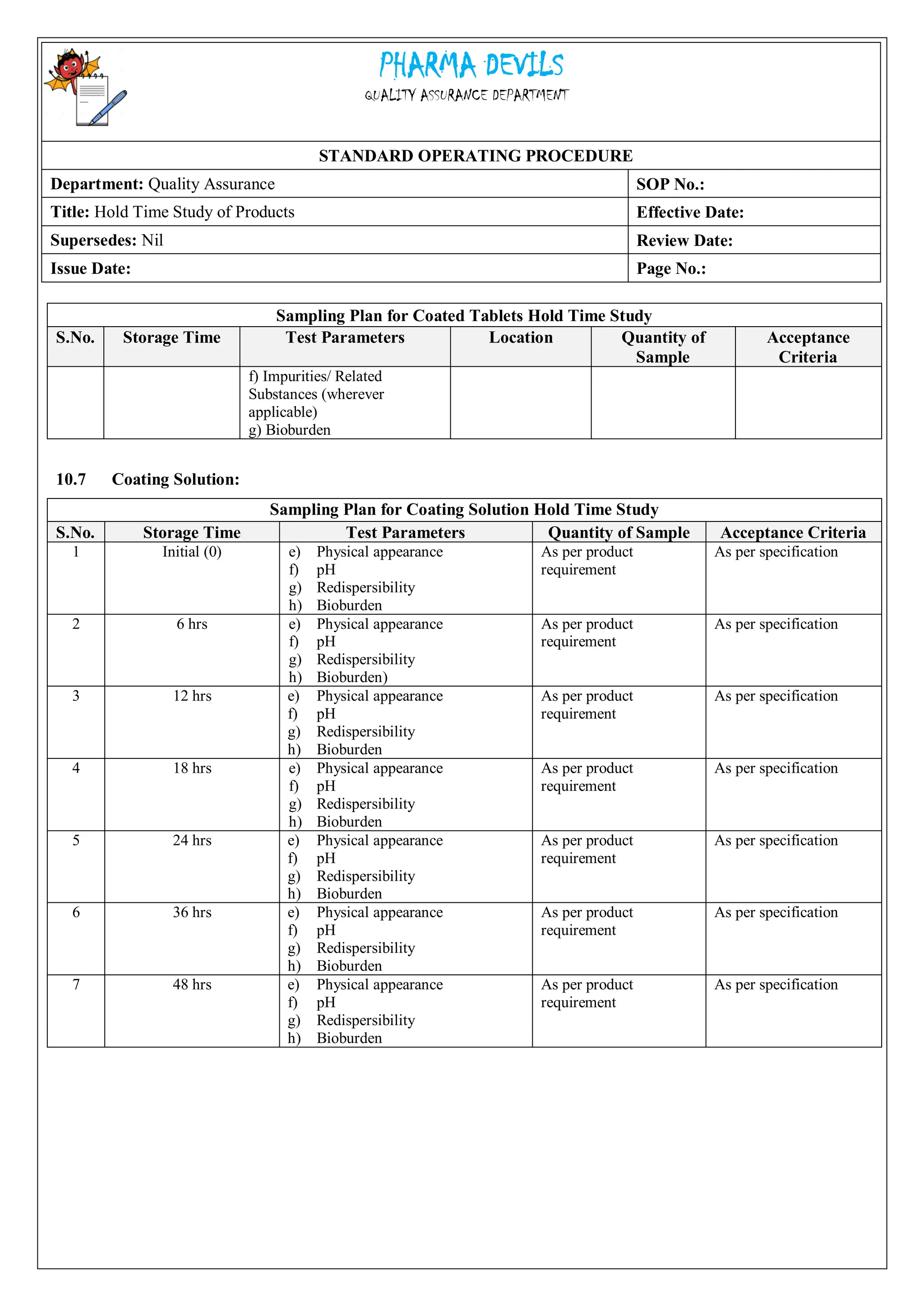 protocol-for-Hold-time-Study-of-Products | PDF