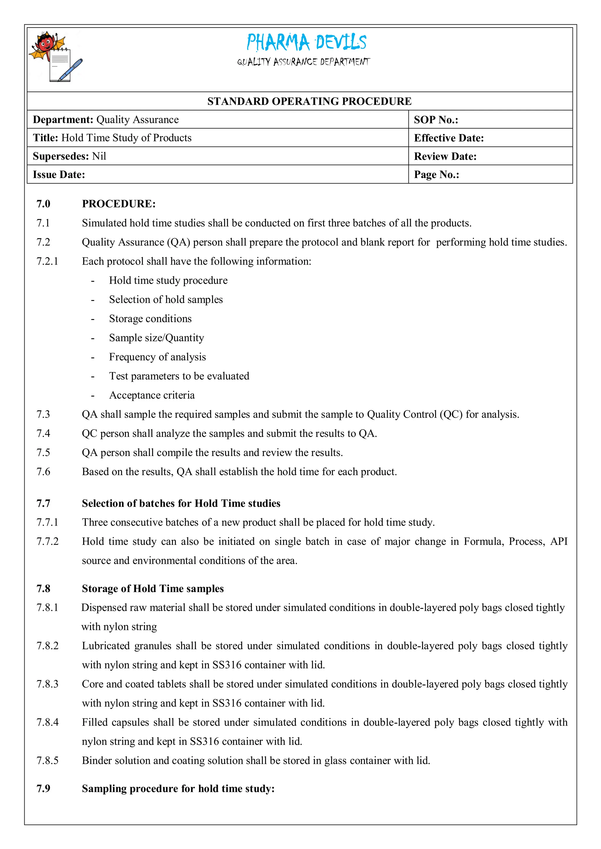 protocol-for-Hold-time-Study-of-Products | PDF
