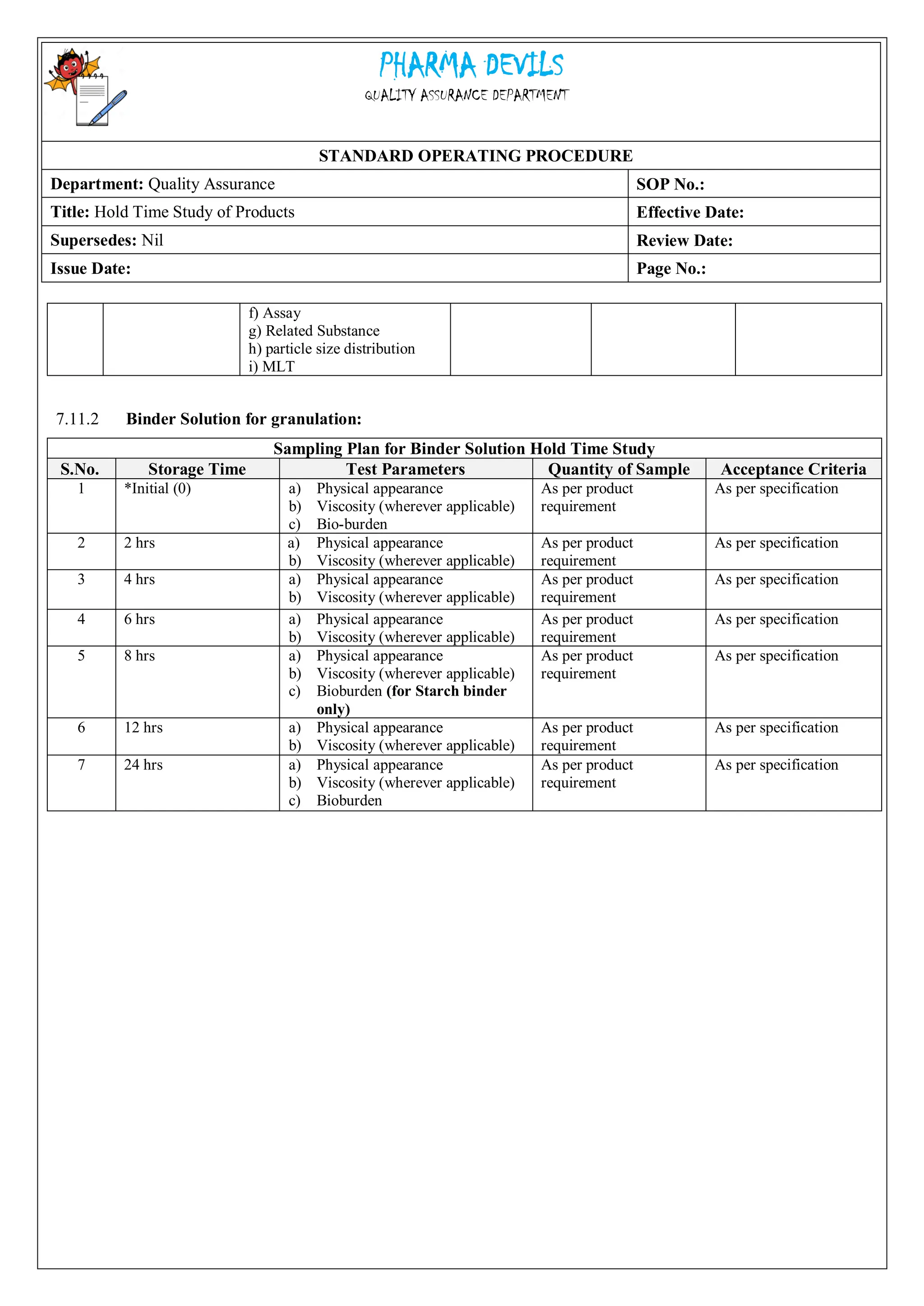 protocol-for-Hold-time-Study-of-Products | PDF