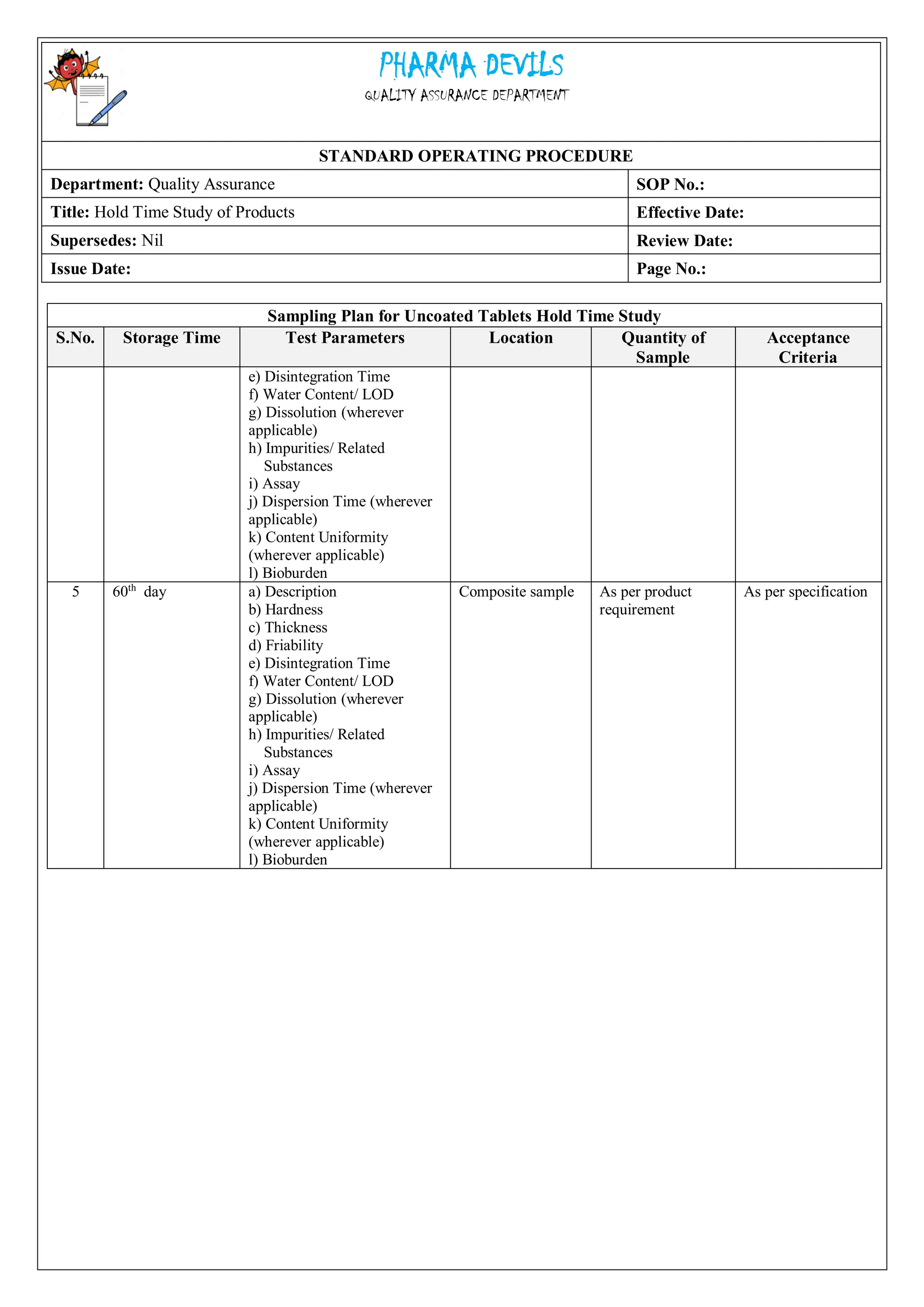 protocol-for-Hold-time-Study-of-Products | PDF
