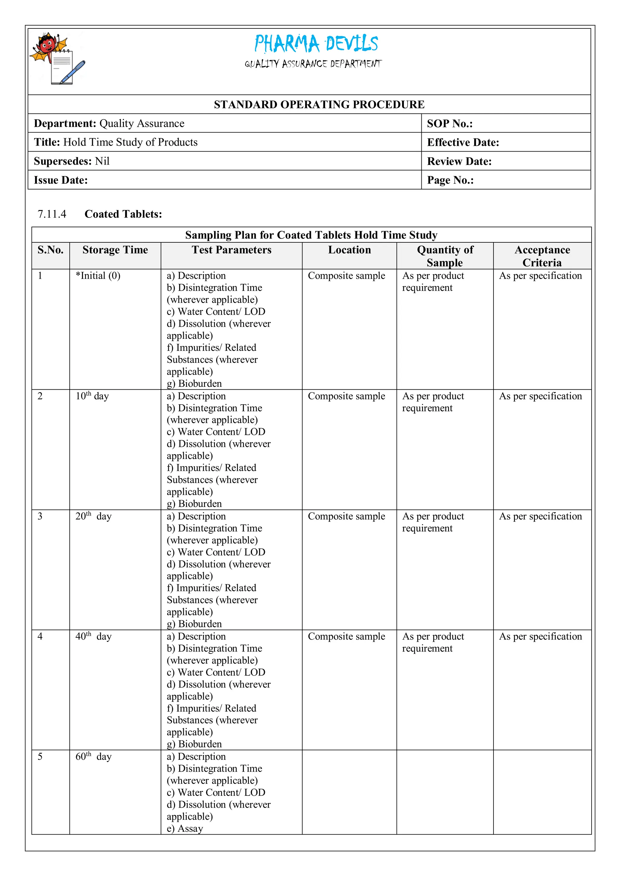 protocol-for-Hold-time-Study-of-Products | PDF