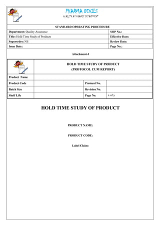 protocol-for-Hold-time-Study-of-Products | PDF