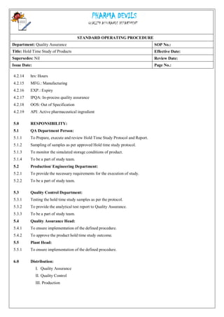 protocol-for-Hold-time-Study-of-Products | PDF