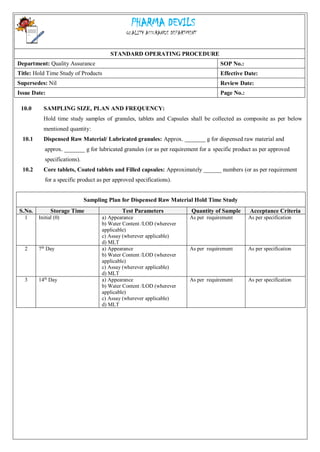 protocol-for-Hold-time-Study-of-Products | PDF