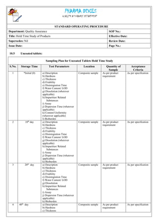protocol-for-Hold-time-Study-of-Products | PDF