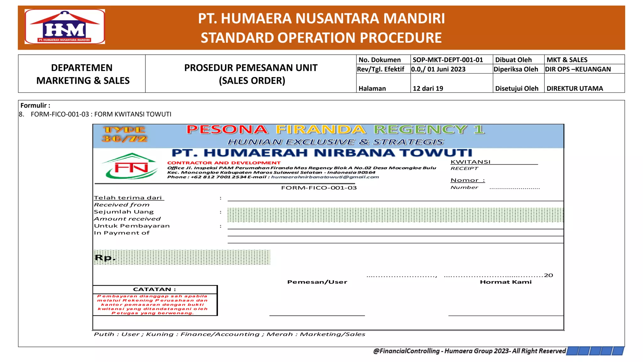 SOP - MKT-DEPT-001-01. Rev.00 SOP PEMESANAN UNIT (SALES ORDER).pdf