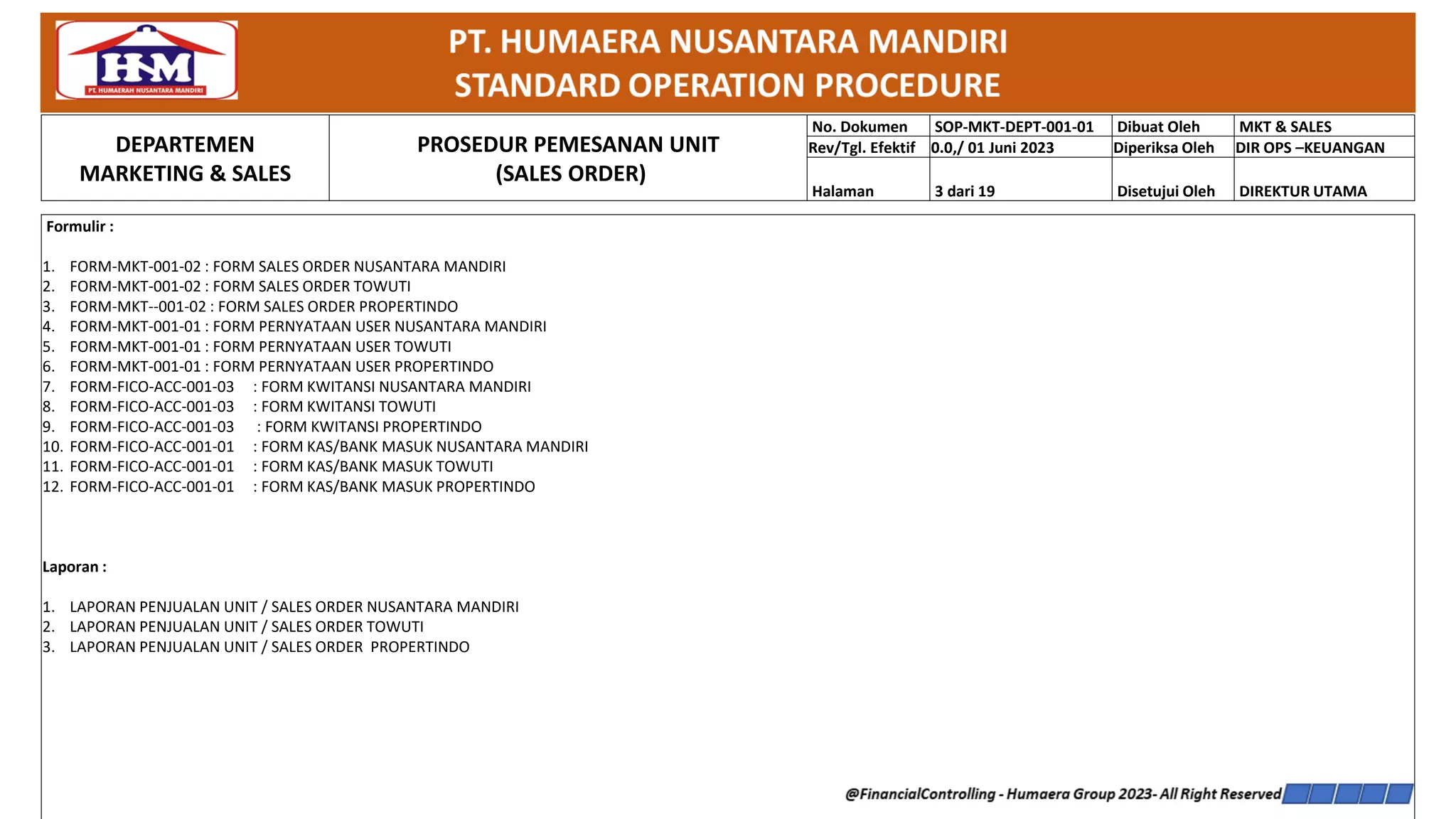 SOP - MKT-DEPT-001-01. Rev.00 SOP PEMESANAN UNIT (SALES ORDER).pdf