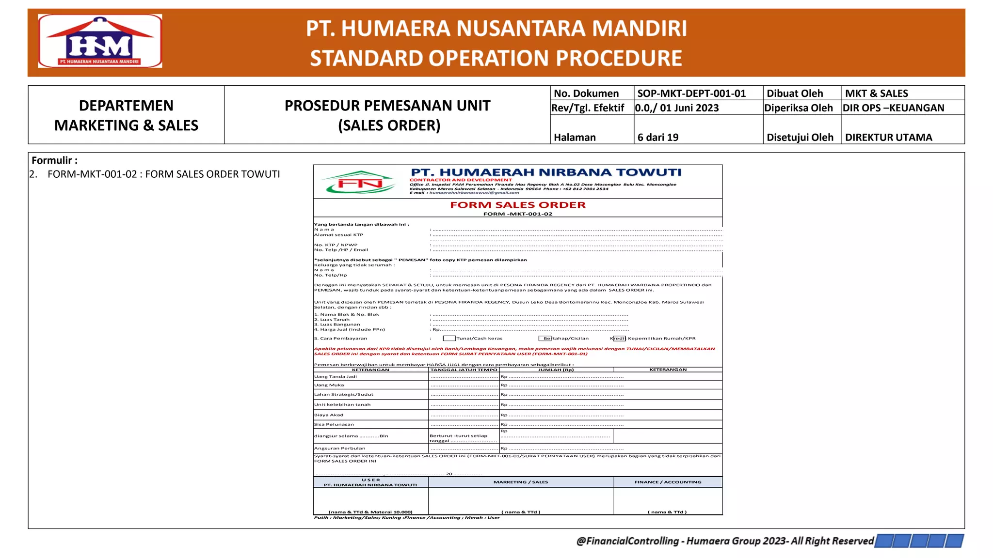 SOP - MKT-DEPT-001-01. Rev.00 SOP PEMESANAN UNIT (SALES ORDER).pdf