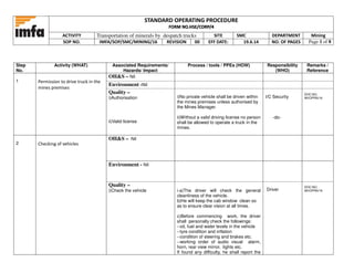 SOP for Ore despatch by trucks in real world | PPT