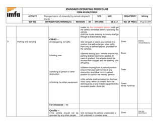 SOP for Ore despatch by trucks in real world | PPT