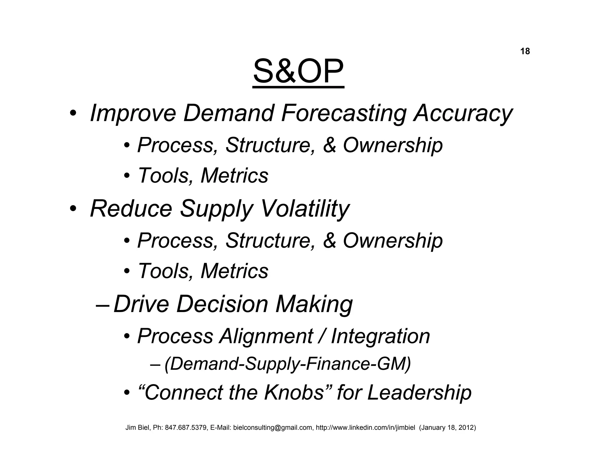 S&OP Overview - Implementation Approach - Biel- 01-18-12 | PDF