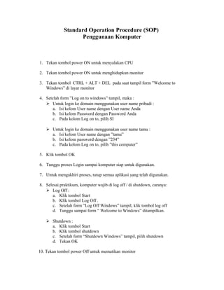 Sop penggunaan-komputer | DOC