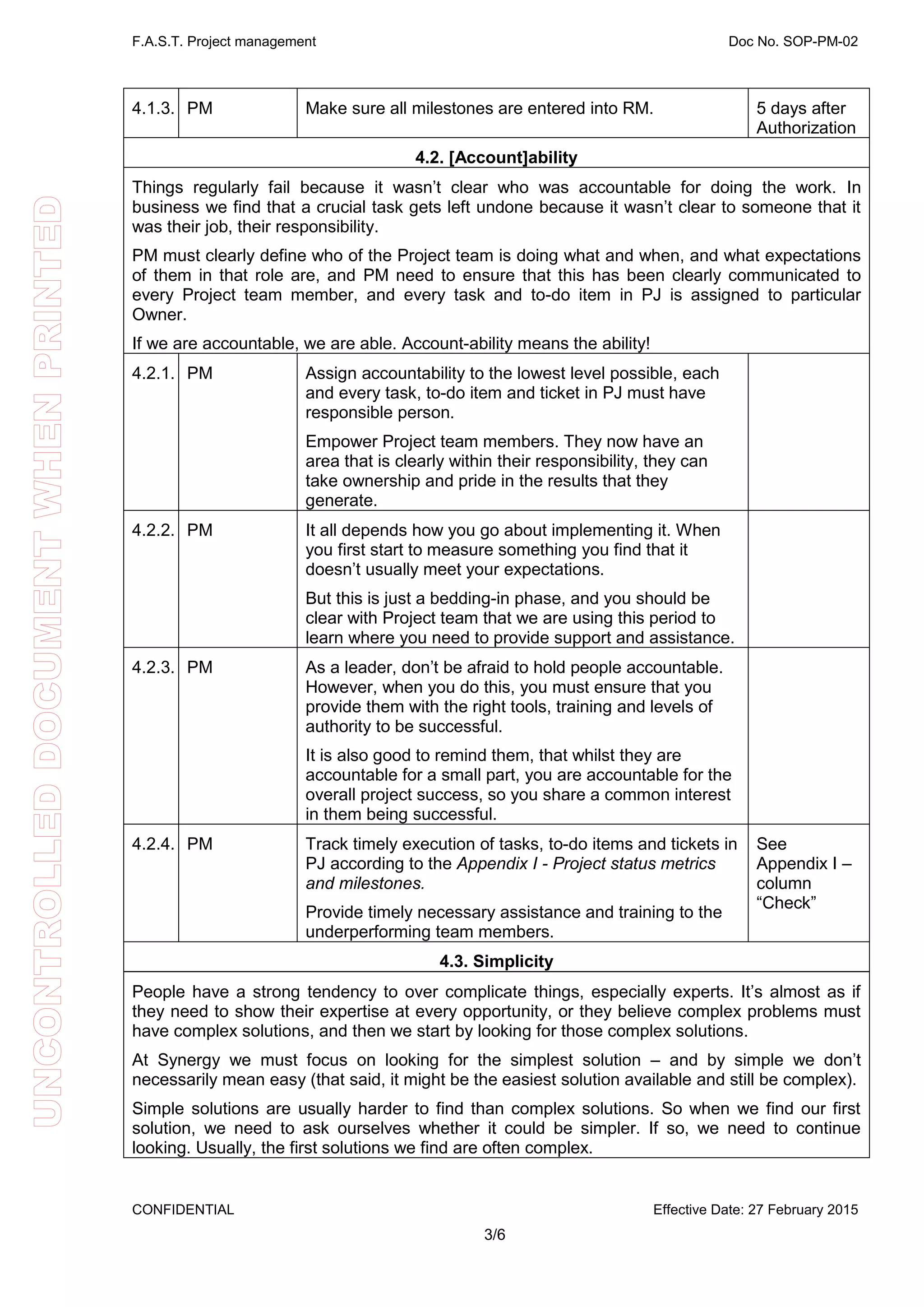 SOP PM-02 FAST project management v1-signed | PDF