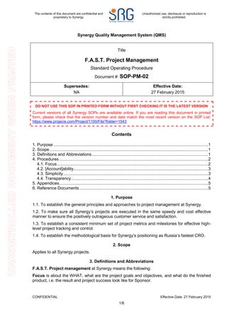SOP PM-02 FAST project management v1-signed | PDF