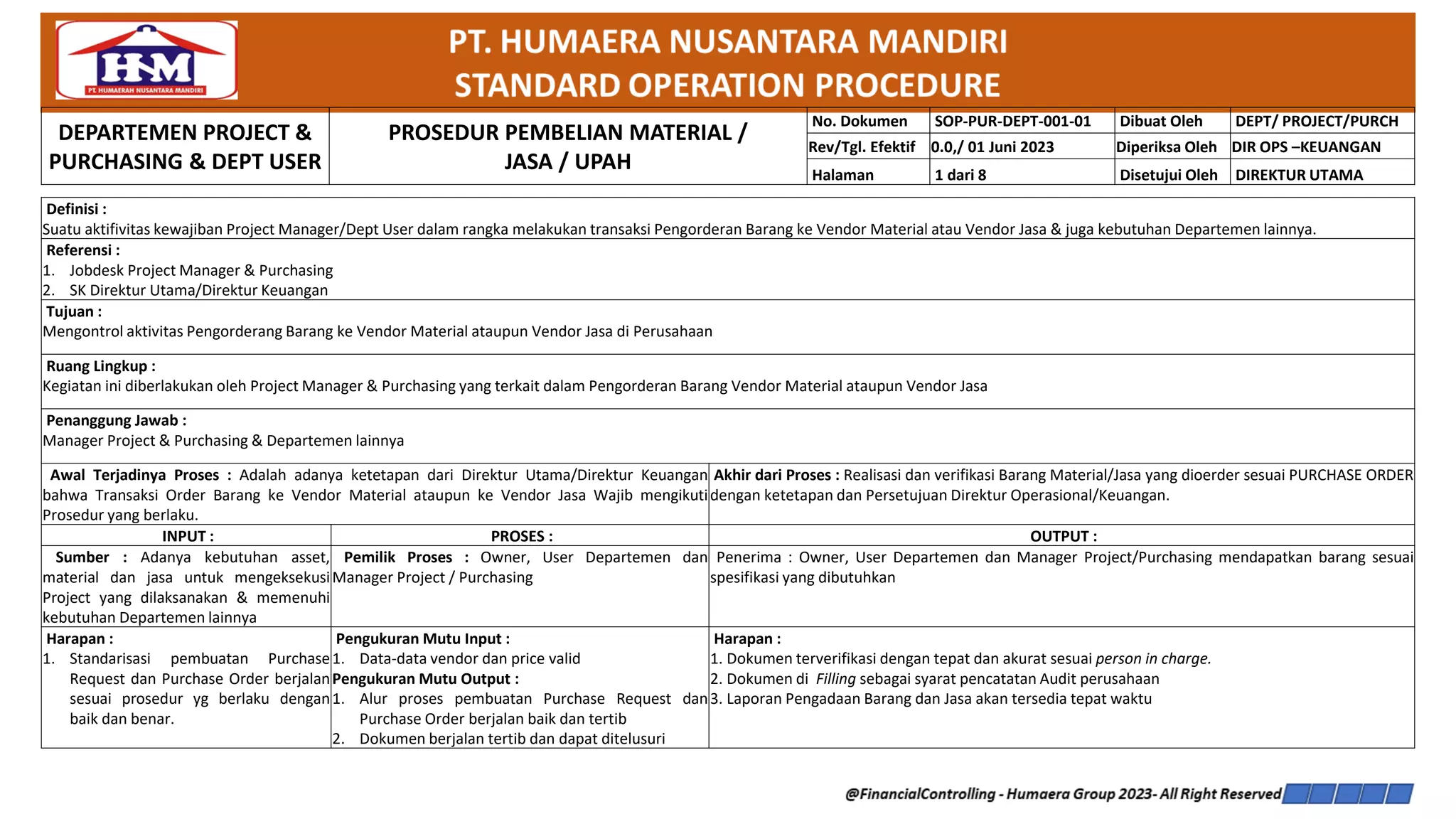 SOP - PUR-DEPT-001-01. Rev.01. SOP PEMBELIAN BARANG MATERIALJASA.pdf