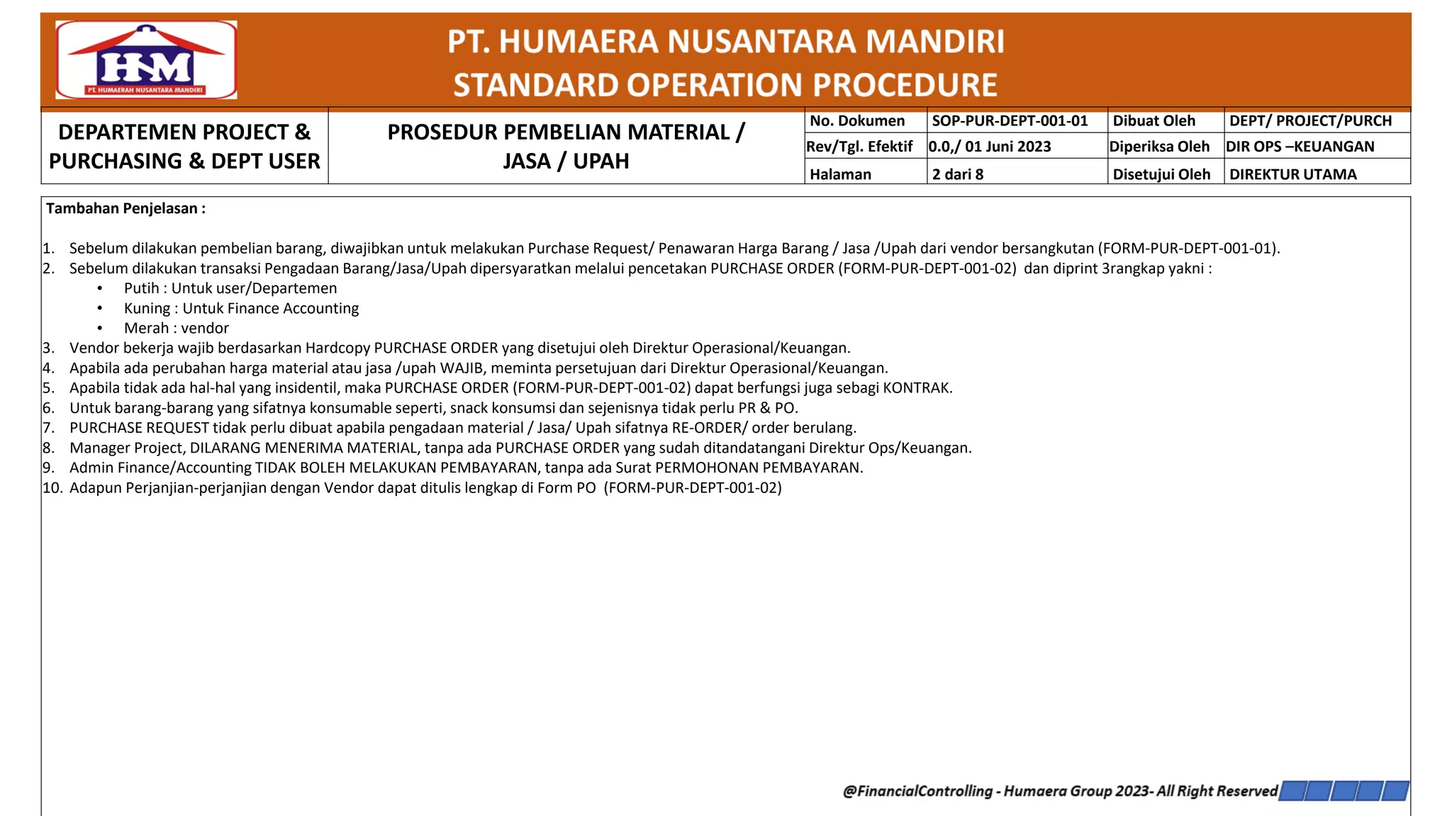SOP - PUR-DEPT-001-01. Rev.01. SOP PEMBELIAN BARANG MATERIALJASA.pdf