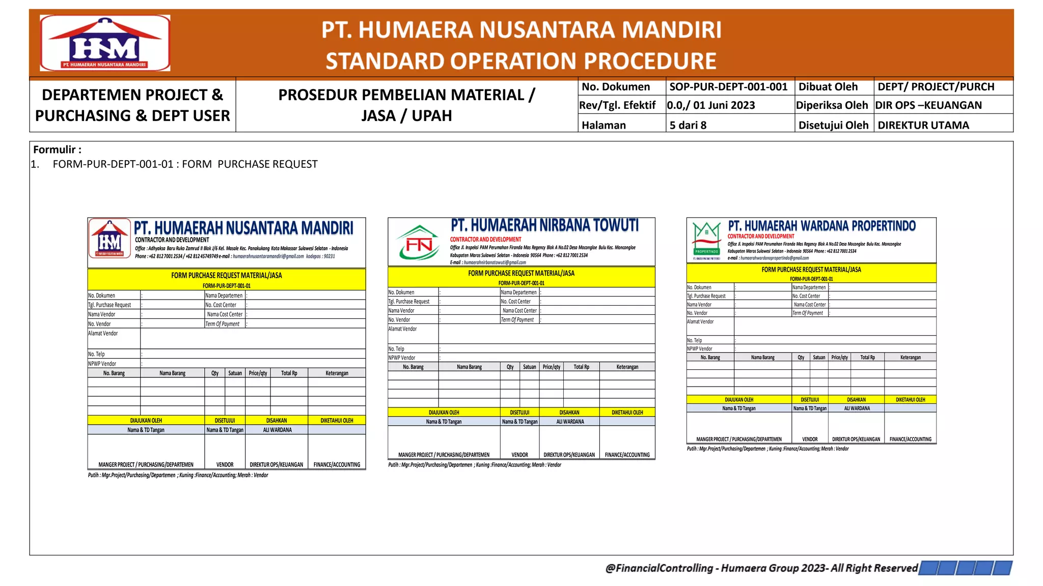 SOP - PUR-DEPT-001-01. Rev.01. SOP PEMBELIAN BARANG MATERIALJASA.pdf