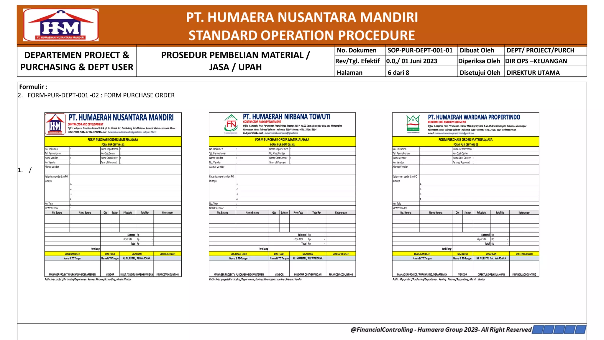SOP - PUR-DEPT-001-01. Rev.01. SOP PEMBELIAN BARANG MATERIALJASA.pdf