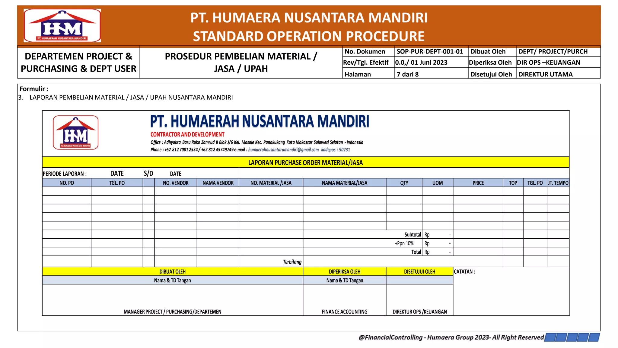 SOP - PUR-DEPT-001-01. Rev.01. SOP PEMBELIAN BARANG MATERIALJASA.pdf