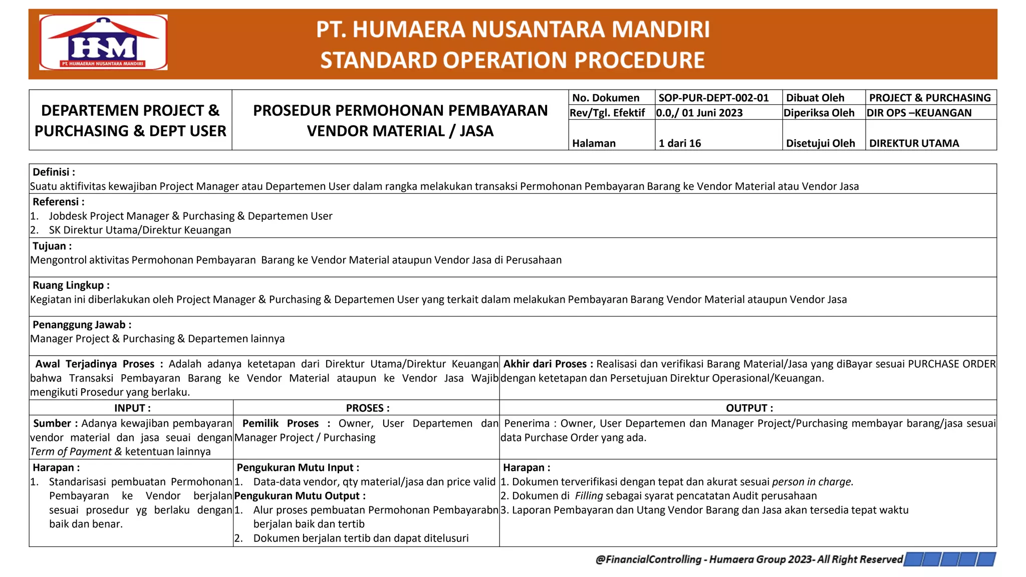 SOP - PUR-DEPT-002-01. Rev.01 SOP PERMOHONAN PEMBAYARAN VENDOR.pdf