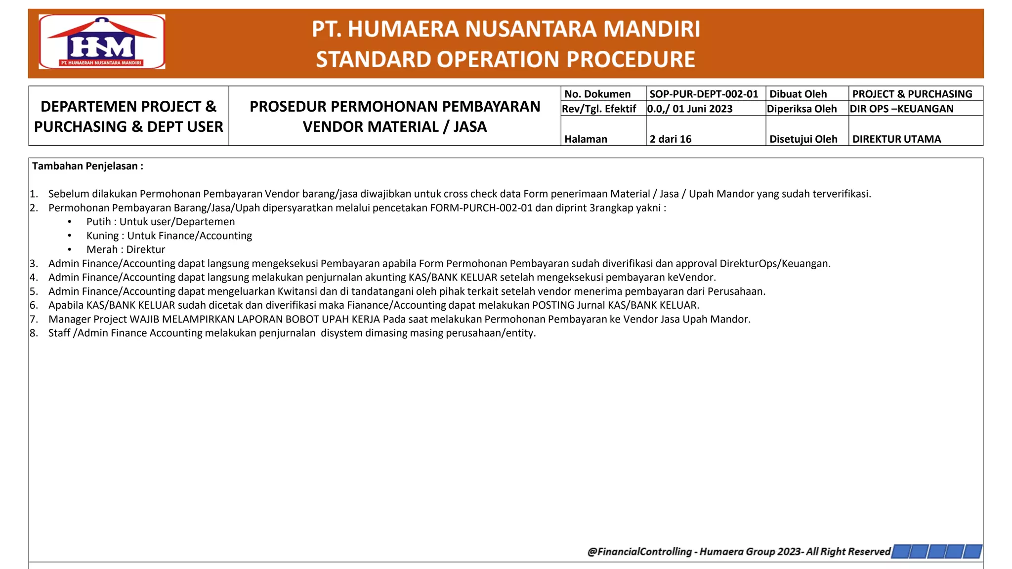 SOP - PUR-DEPT-002-01. Rev.01 SOP PERMOHONAN PEMBAYARAN VENDOR.pdf