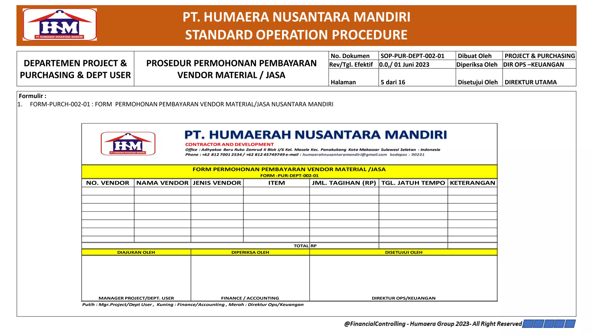 SOP - PUR-DEPT-002-01. Rev.01 SOP PERMOHONAN PEMBAYARAN VENDOR.pdf