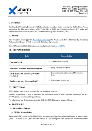 sop-qppv-role-and-responsibilities in drug safety | PDF