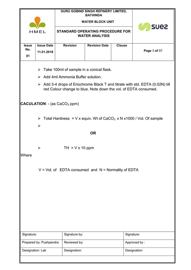 Sop water analysis-2 | PDF