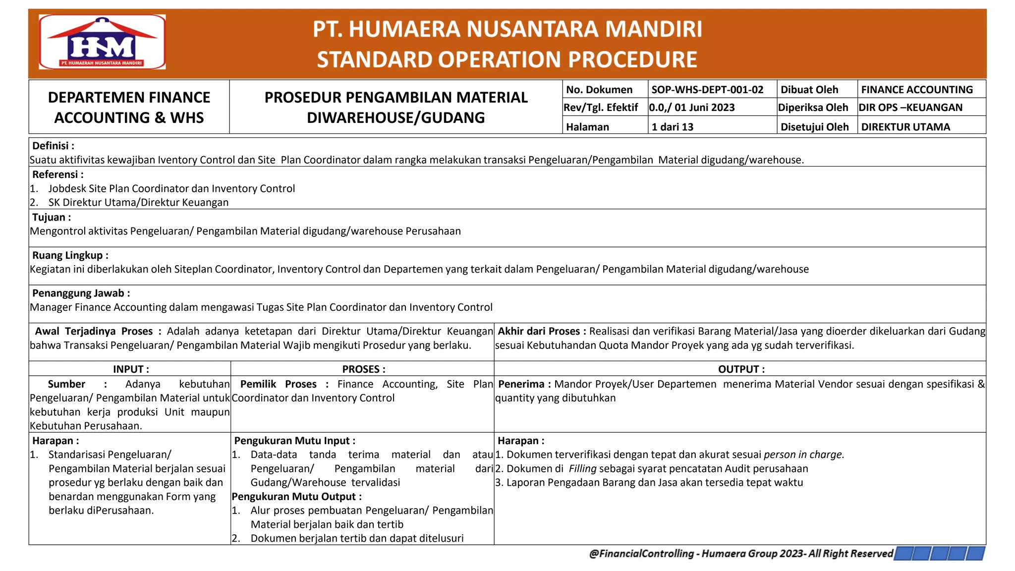 SOP - WHS-DEPT-001-02. Rev.00. SOP PENGAMBILAN MATERIAL DIWAREHOUSE.pdf