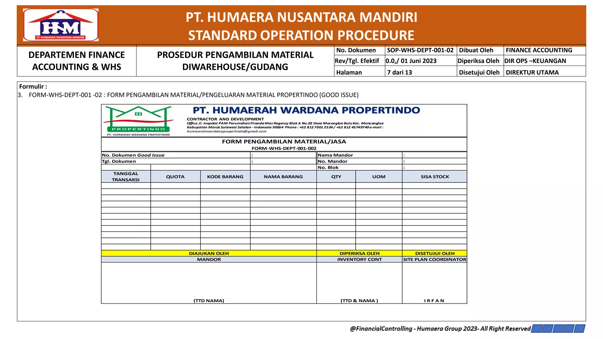 SOP - WHS-DEPT-001-02. Rev.00. SOP PENGAMBILAN MATERIAL DIWAREHOUSE.pdf