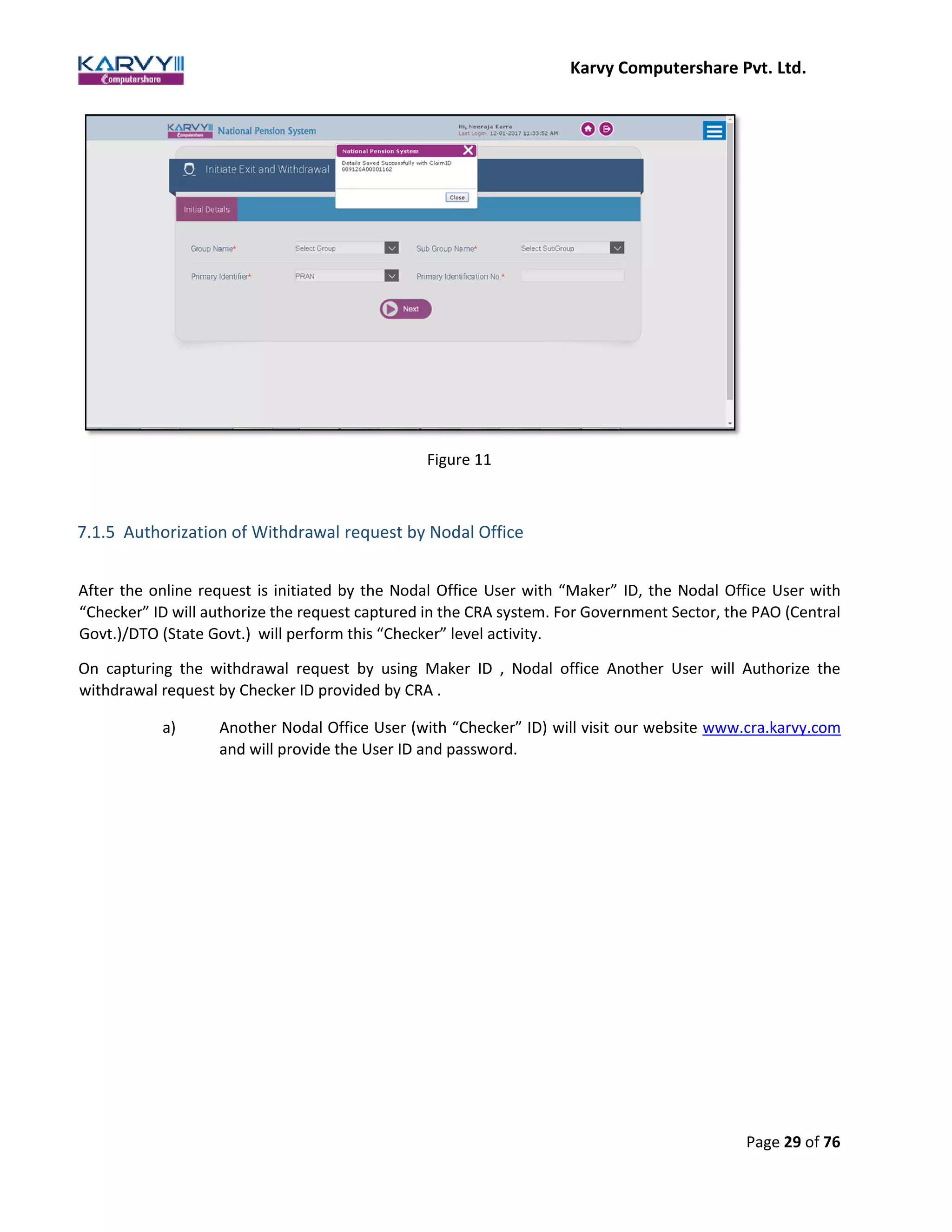 Standard Operating Procedure (SOP) for Exits/Withdrawals - KARVY NPS | PDF