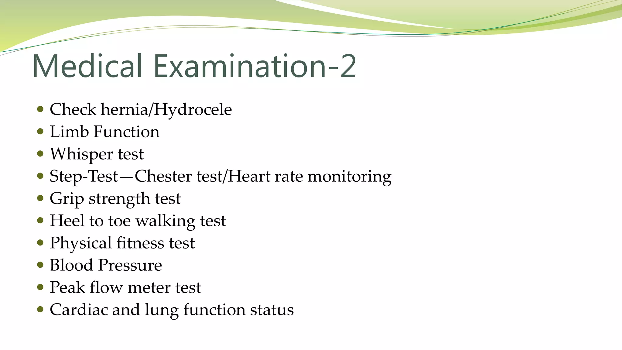 Sop working at height-Pre -employment Medical examination criteria | PPTX