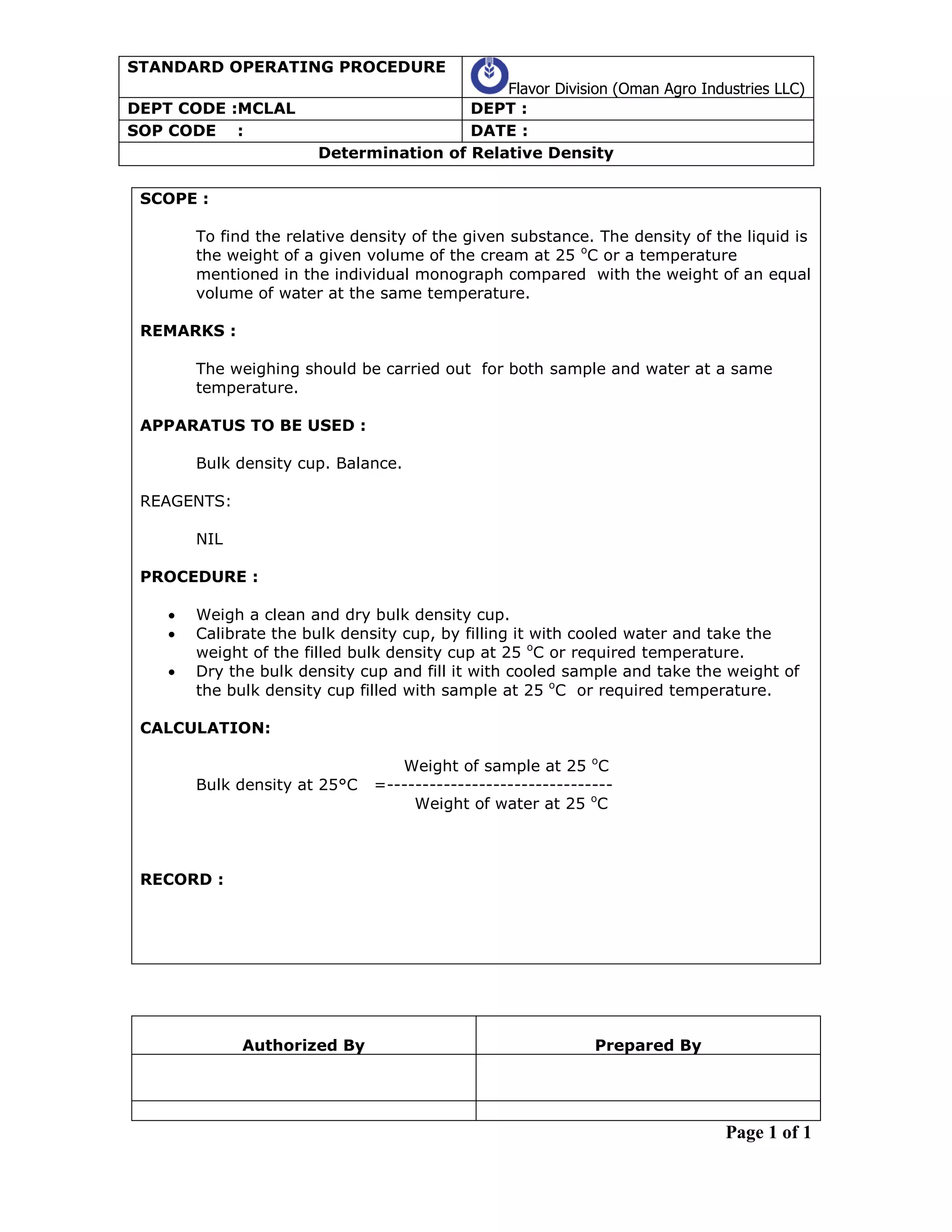 Sop003 relative density | PDF
