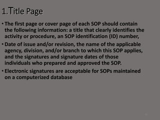 Standard operating procedure ( SOP) | PPTX
