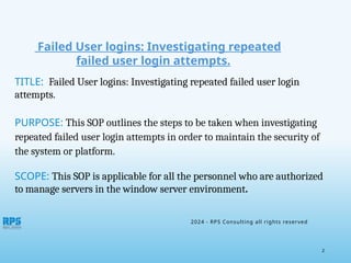 SOP 28 Failed User logins DWS Batch NGA Program | PPTX