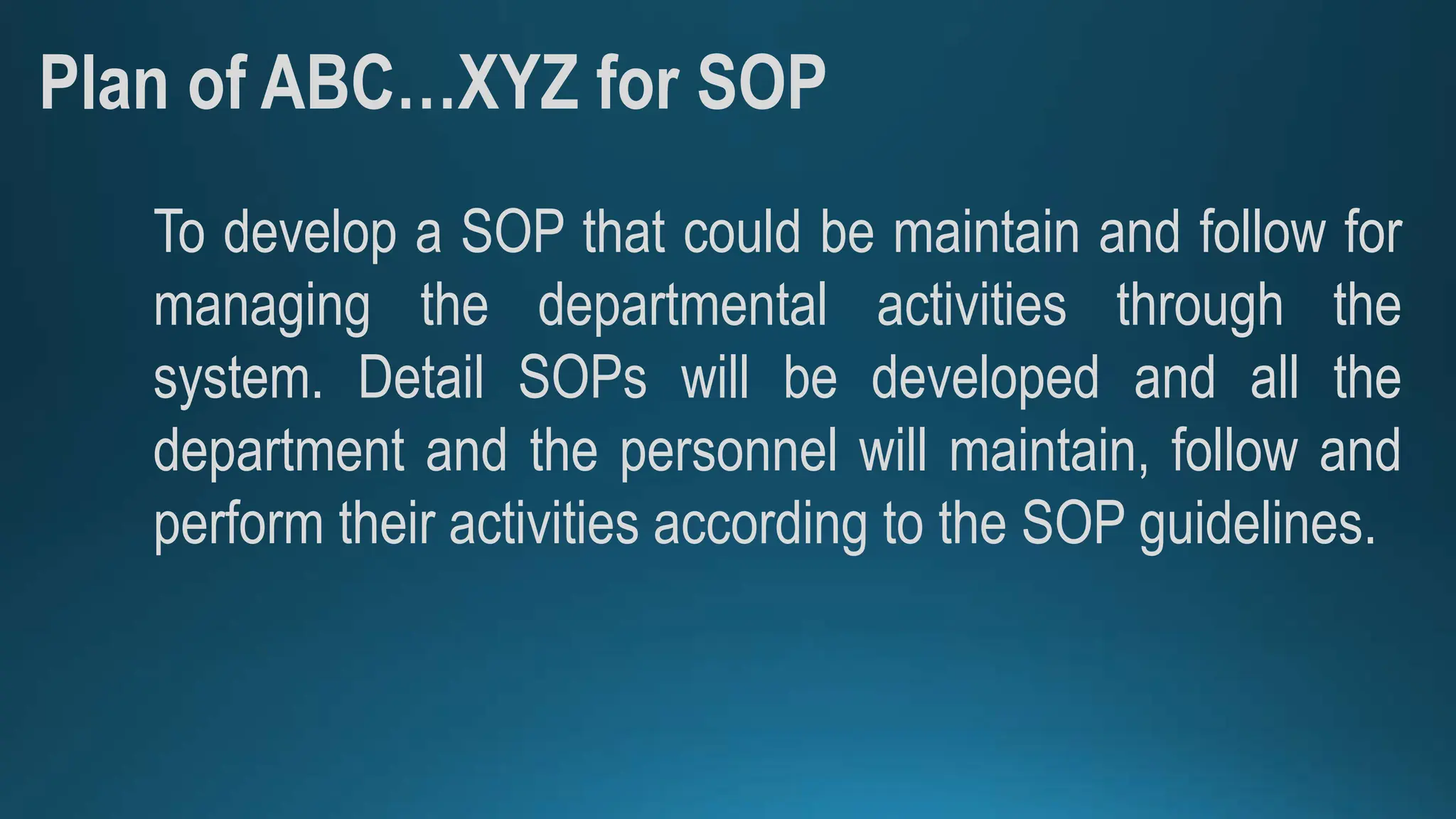 Standard Operating Procedure (SOP) | PPT