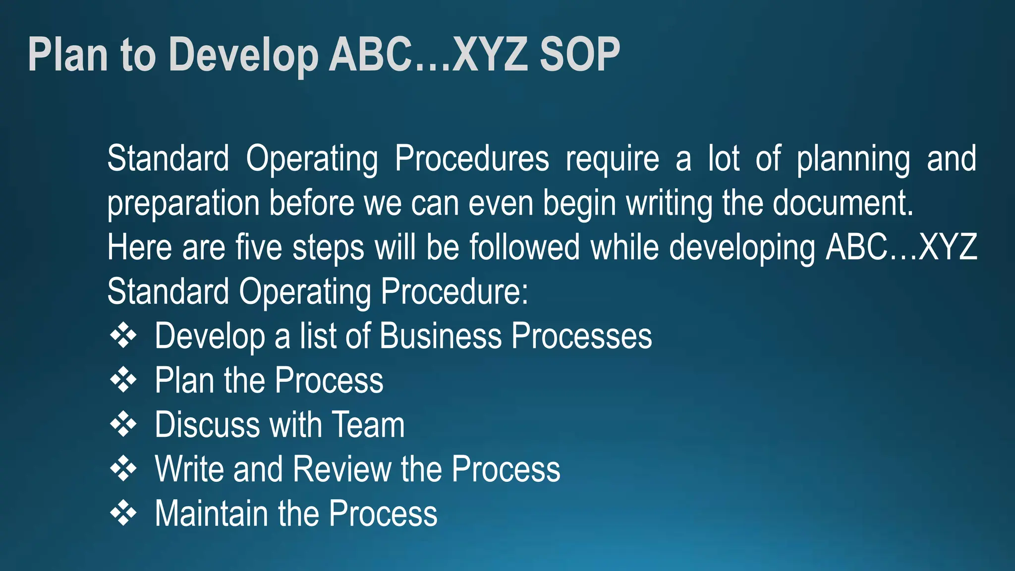 Standard Operating Procedure (SOP) | PPT