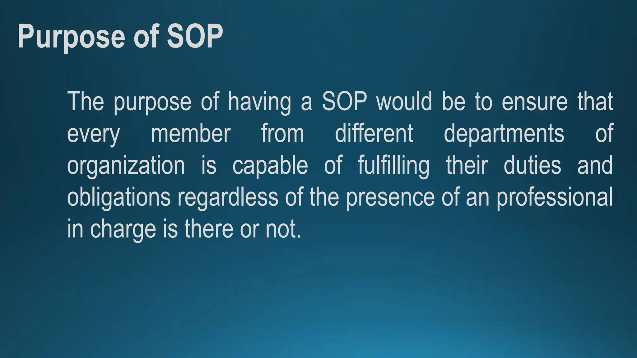Standard Operating Procedure (SOP) | PPT