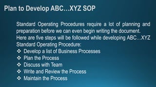 Standard Operating Procedure (SOP) | PPT
