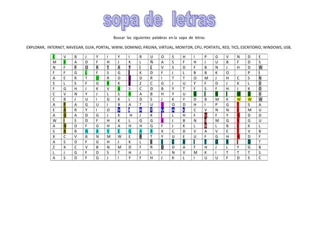 Sopa de letras tecnologia | DOC
