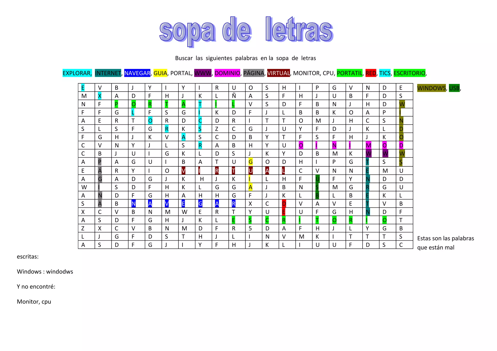 Sopa de letras | PPT